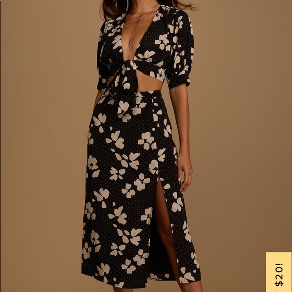 Lulus | Skirts | Lulus Black Floral Set | Poshmark